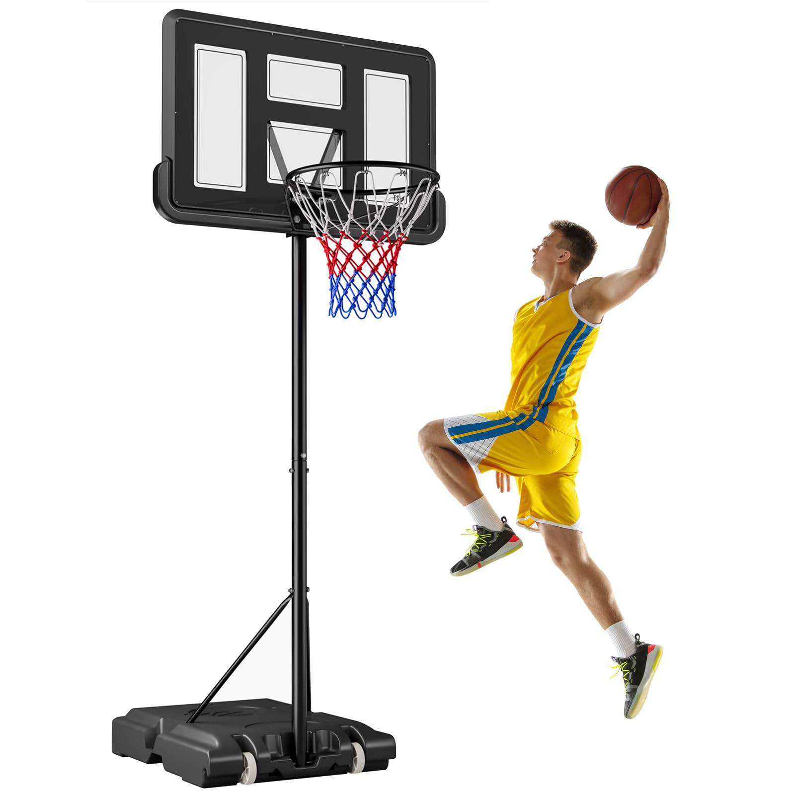 Dripex Basketball Hoop Outdoor 10FT Adjustable Height Goal, Portable Basketball System with 44” Shatterproof Backboard for Adults Teenagers Kids
