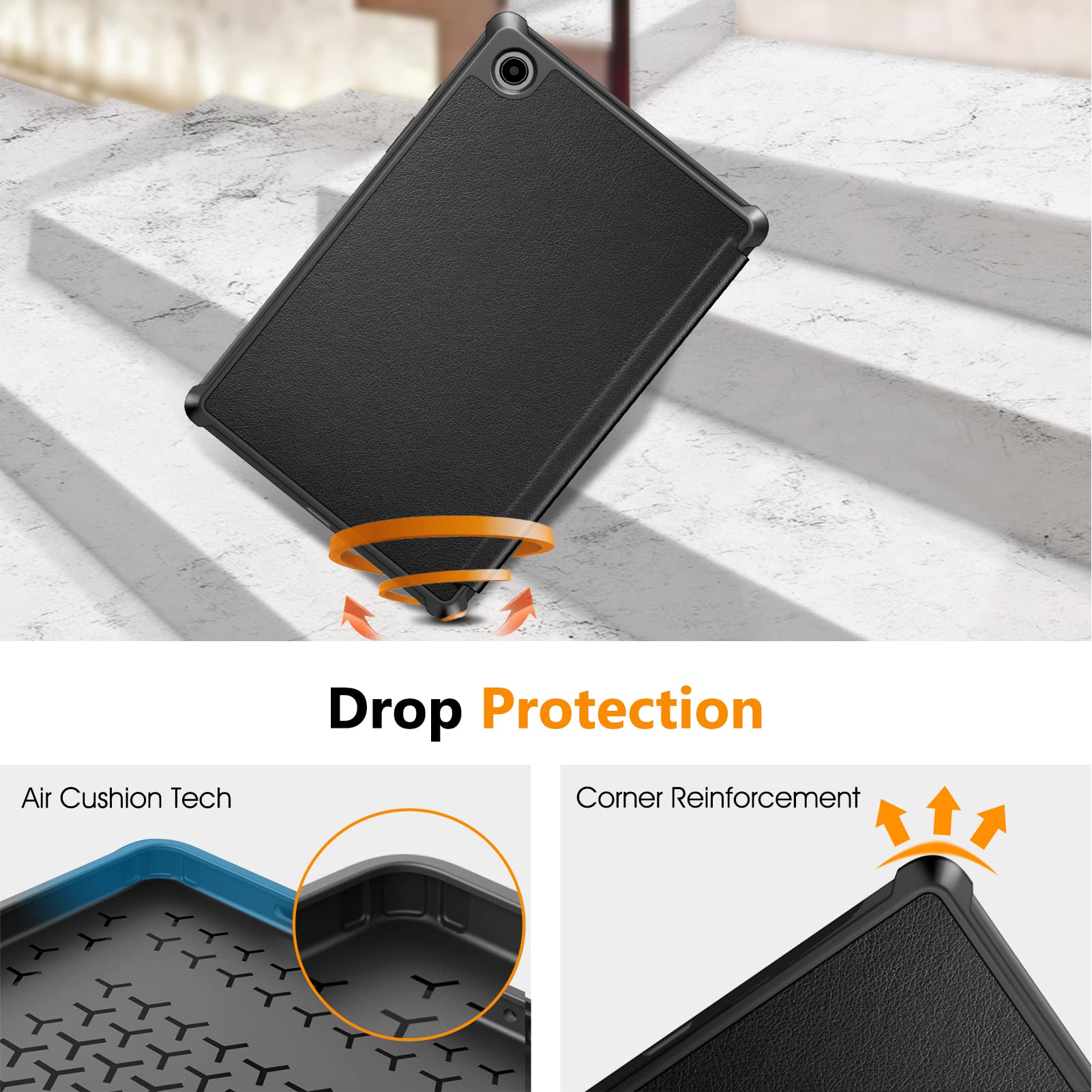 Fintie Slim Case for Samsung Galaxy Tab A8 10.5 Inch 2022 Model (SM-X200/X205/X207), Soft TPU Smart Stand Back Cover Auto Wake/Sleep, Composition Book Black