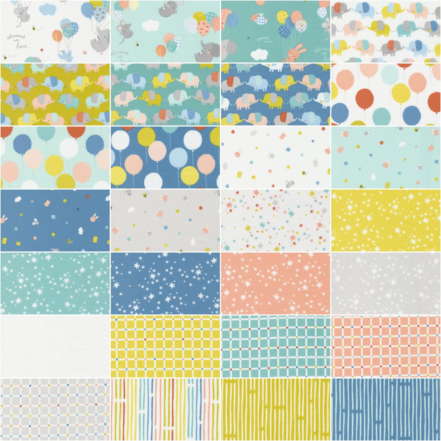 Delivered with Love Charm Pack by Paper + Cloth; 42-5" Precut Fabric Quilt Squares