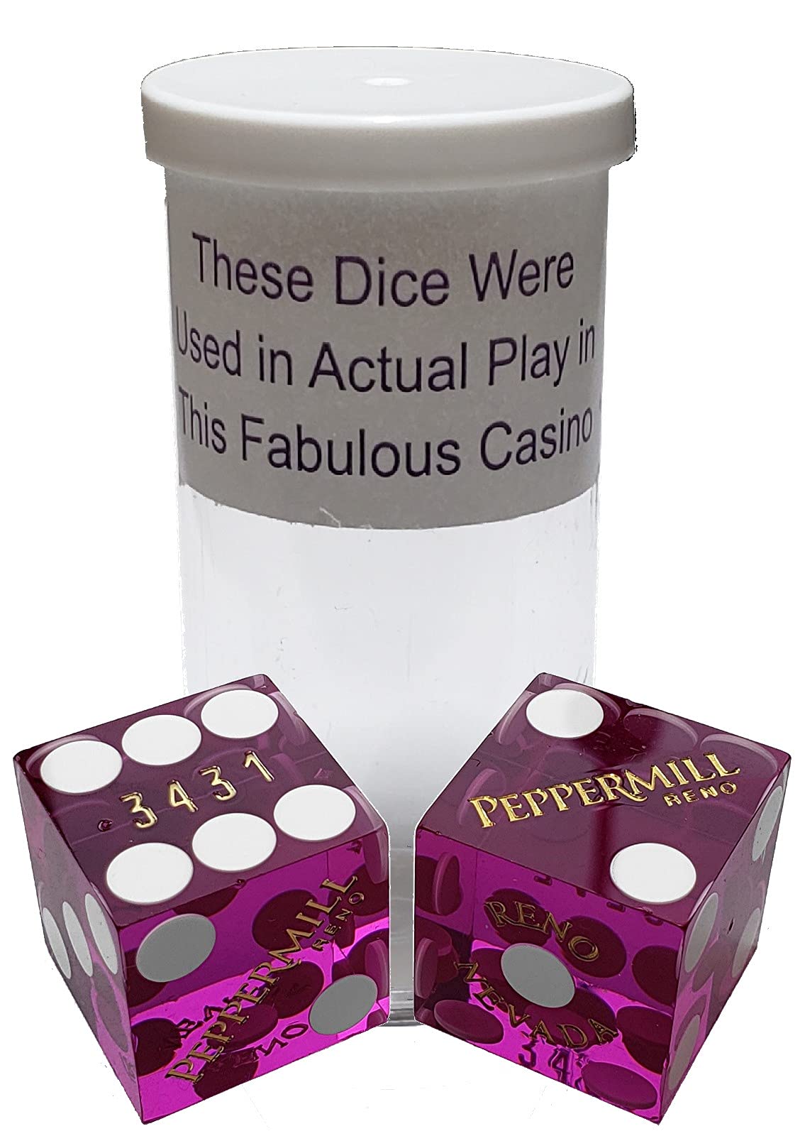 Cyber-Deals Wide Selection 19mm Craps Dice Pairs Authentic Nevada Casino TablePlayed Dice Peppermill Reno Purple Polished, Matching Serials