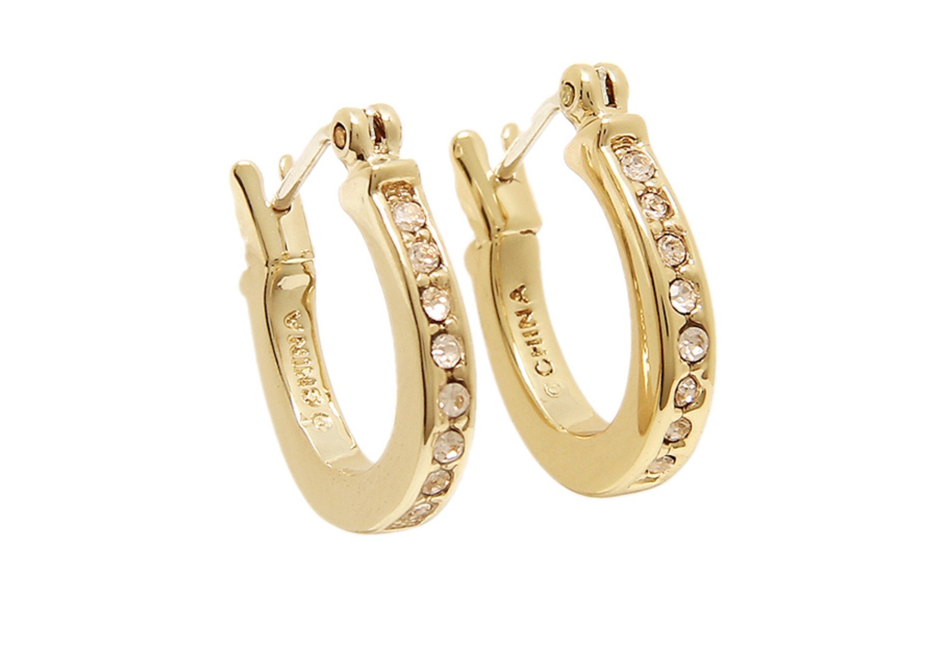 COACH Loop Gold Tone Huggie Earrings in a Coach Box - F54497 GLD