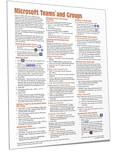 Microsoft Teams and Groups for Office 365 Quick Reference Guide (Cheat Sheet of Instructions, Tips & Shortcuts - Laminated Card)