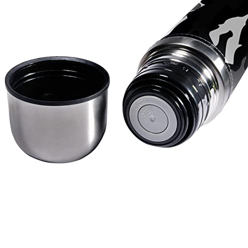 sdfsdfsd 17 oz Vacuum Insulated Stainless Steel Water Bottle Sports Coffee Travel Mug Flask Genuine Leather Wrapped BPA Free, Black and Grey Camouflage Pattern