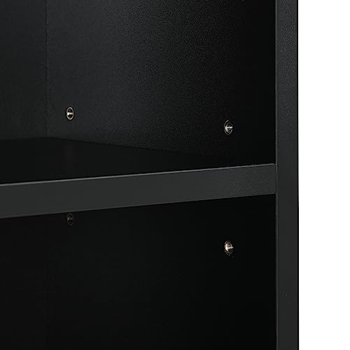 HOLISUN 8-Tier Media Tower Rack, CD DVD Slim Storage Cabinet with Adjustable Shelves, Tall Narrow Bookcase Display Bookshelf for Home Office,Multi-functional double-decker bookcase (Black)