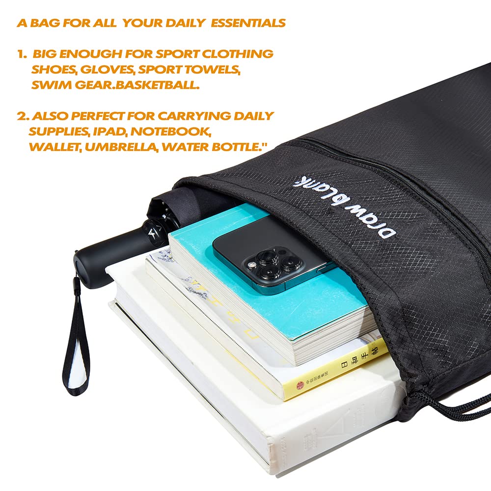 Draw blank Drawstring Backpack Sport Gym Backpack Water Resistant for Men and Women Lightweight, With storage bag(black)