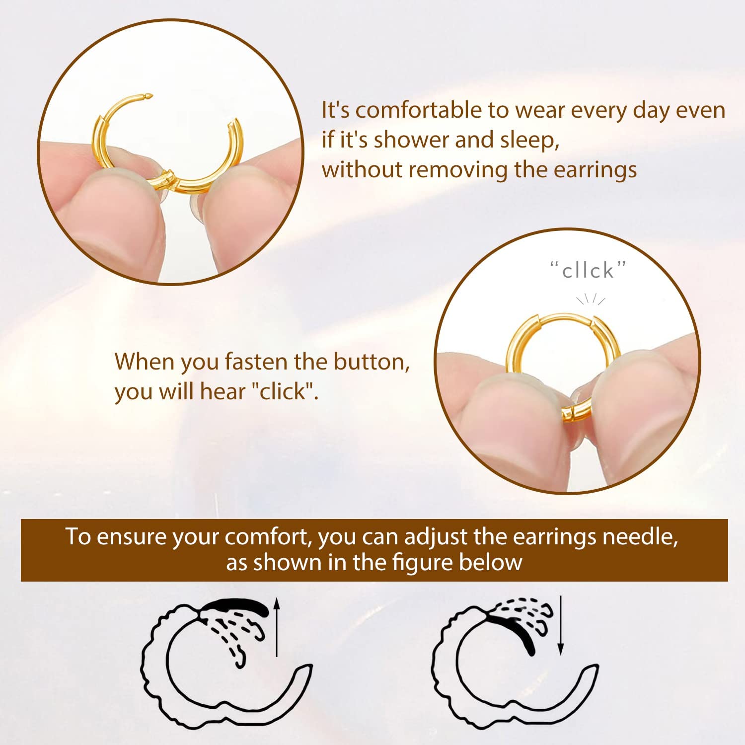 Erpels 3Pairs Square Hoop Earrings Set, 14K Gold Plated Lightweight Chunky Hoop Earrings, Rectangle Earring for Women Gift