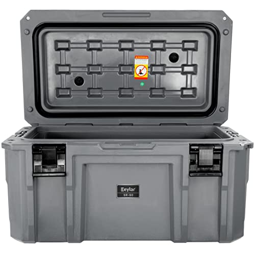 Eylar SR-90 Large Crossover Overland Cargo Case, Equipment Hard Case, Roto Molded, Stackable with Pad-Lock Hasp, Strap Mountable, TSA Standard, IPX4 Rated, 90 Liters (Gray)