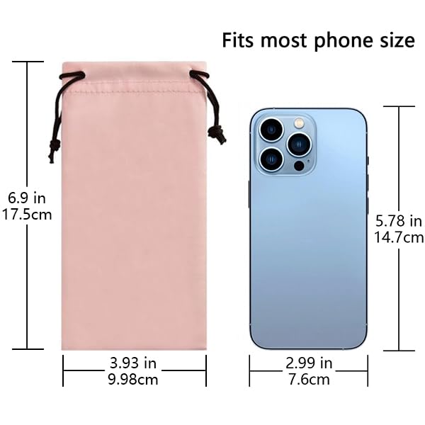 Drawstring Soft Glasses Pouch Linen- Fabric 3 Pack Storage Phone Pouch Microfiber Sunglasses Case Storage Eyeglasses Pouch Cleaning Cloth Pink Sunglass Sleeve