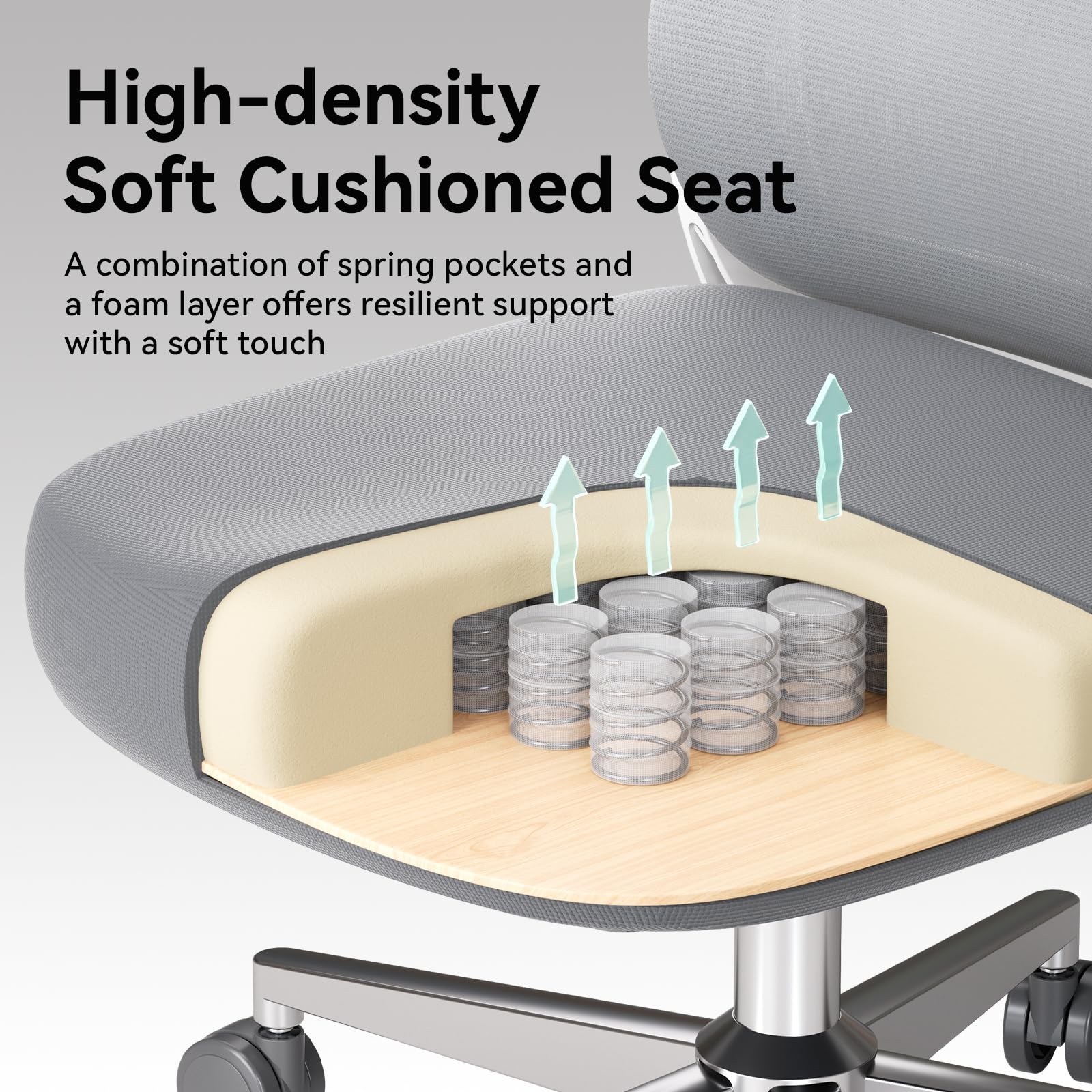 Hbada P2 Ergonomic Office Chair with 3D Lumbar Support, Big and Tall Mesh Chairs with Adjustable 3D Arms, Headrest & Comfortable Seat, Home Office Desk Chair, White