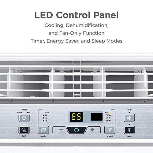 MIDEA EasyCool Window Air Conditioner - Cooling, Dehumidifier, Fan with remote control - 6,000 BTU, Rooms up to 250 Sq. Ft. (MAW06R1BWT Model) (Renewed)