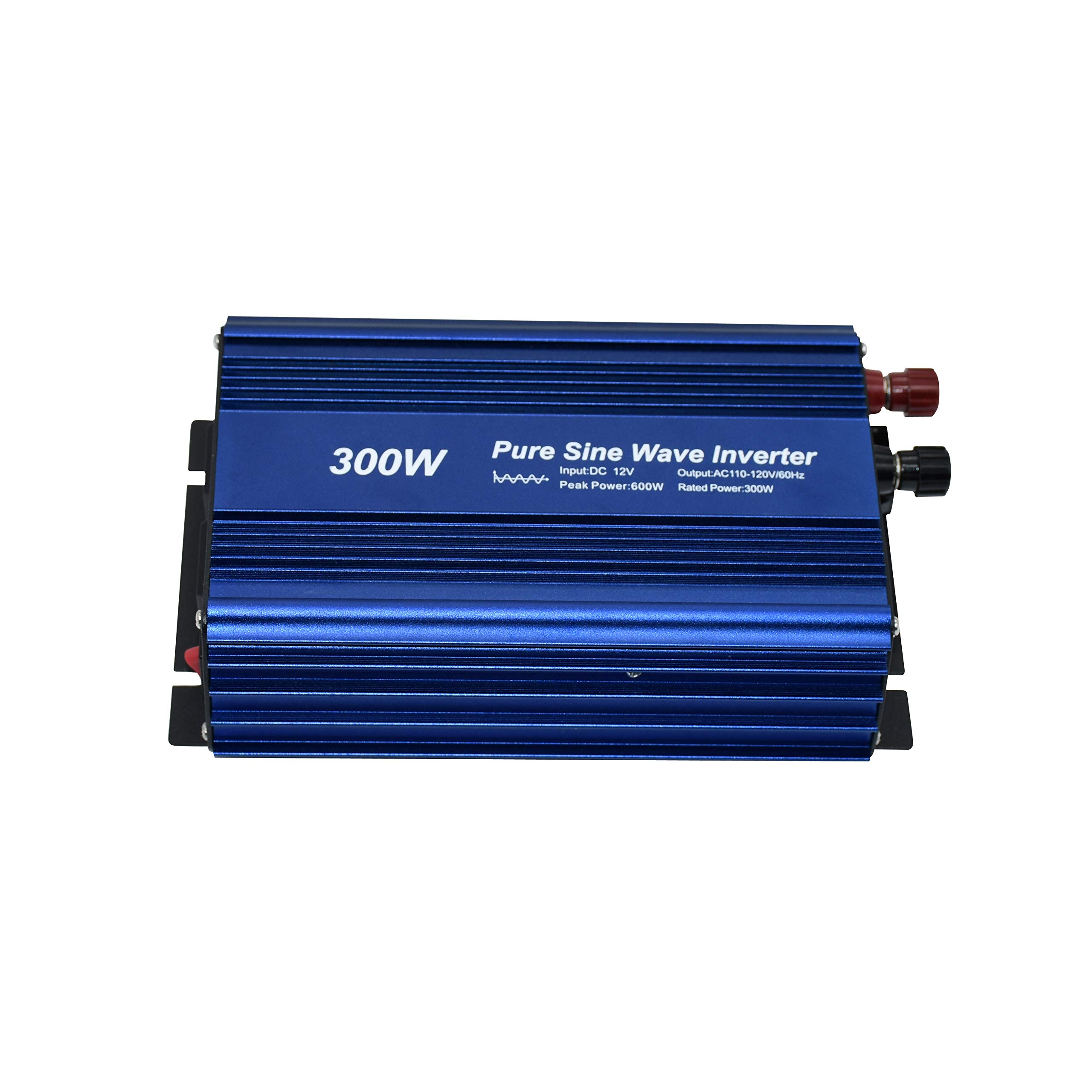 DC 12V to AC120V Pure sine Wave Power Inverter 300W with Dual sockets Output and DC 5V 2Amp USB Output. Ideal for Most Small Power appliances. (300W) Blue