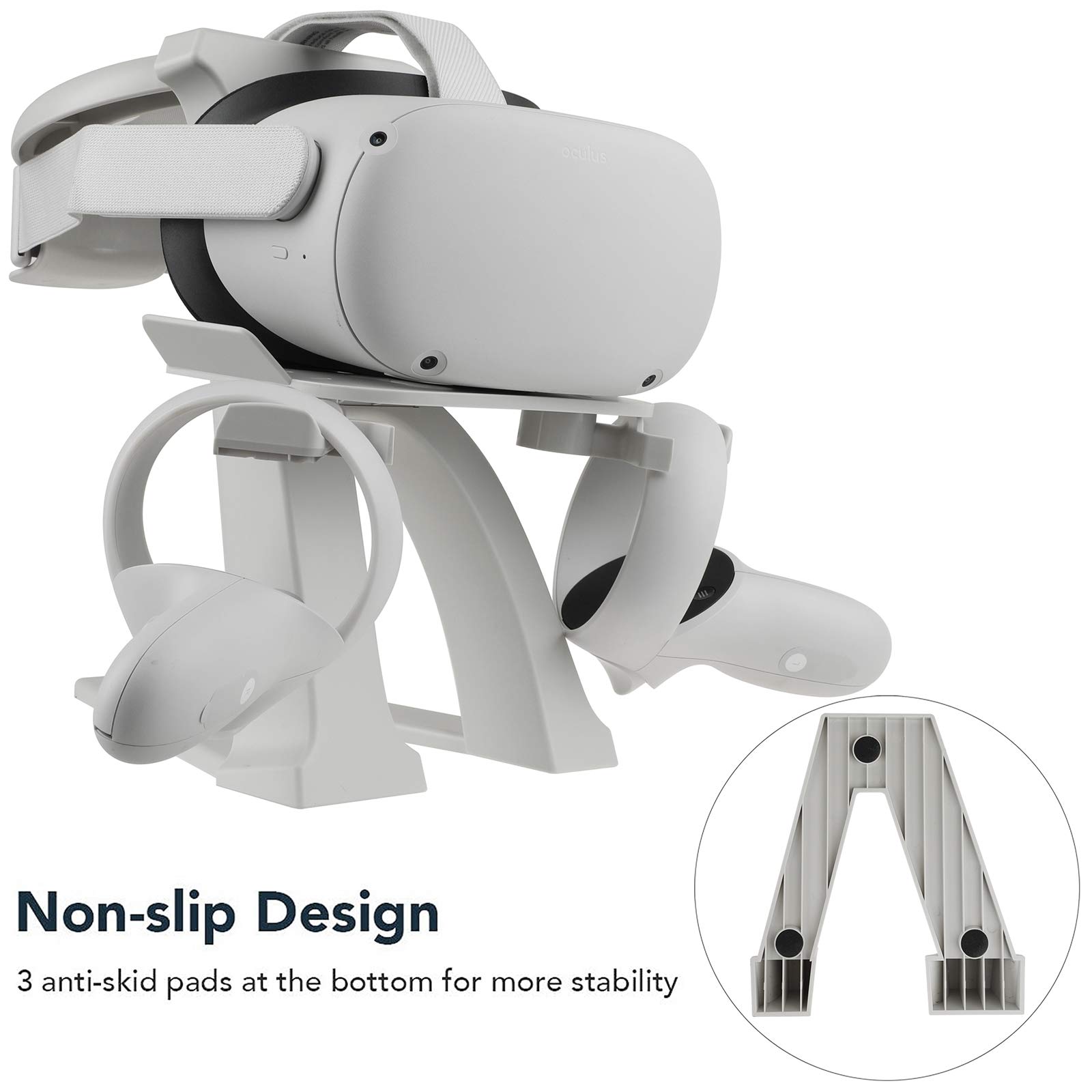 Esimen VR Headset Stand and Controller Holder for Oculus Quest 2/Rift S/HTC Vive/Vive Pro/Elite/Valve Index/HP Reverb G2, Controller Holder for Oculus Touch/Valve Knuckles/Vive (White)