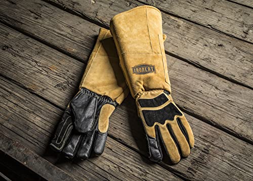 IRONCAT 9070LHO Goat and Cow Stick Welding Glove -Medium, Pre-Curved Fingers, Kevlar Thread, Climax Aerogel Insulation , Tan