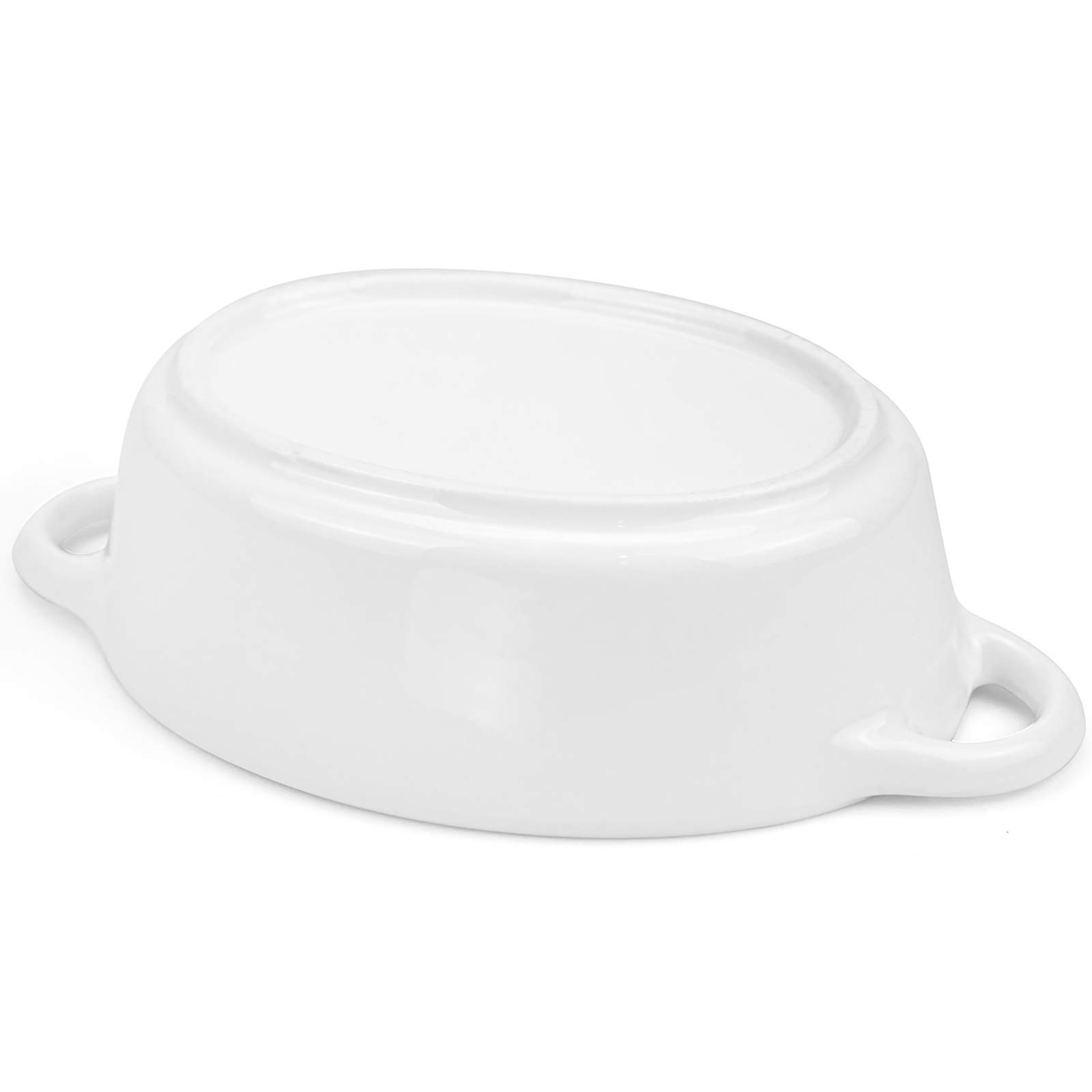 Foraineam 4 Pack 20 Ounce Porcelain Ramekins with Double Handles Oval Creme Brulee Souffle Baking Dishes