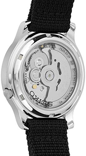 SEIKO Men's SNK809 5 Automatic Stainless Steel Watch with Black Canvas Strap