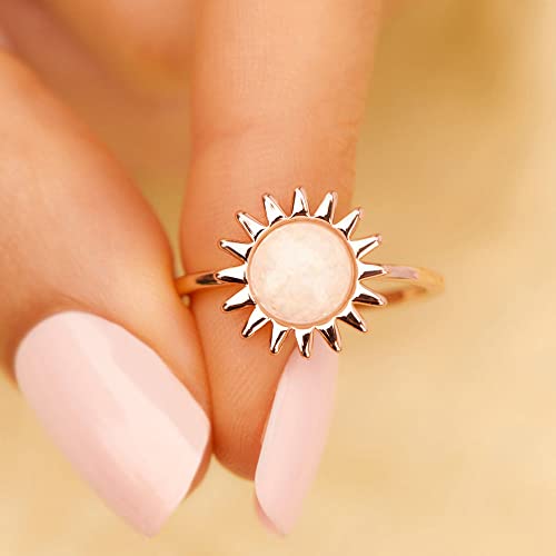 Pura Vida Rose Gold-Plated Sunshine Ring w/Moonstone - Brass Base, Stylish Design - Size 8