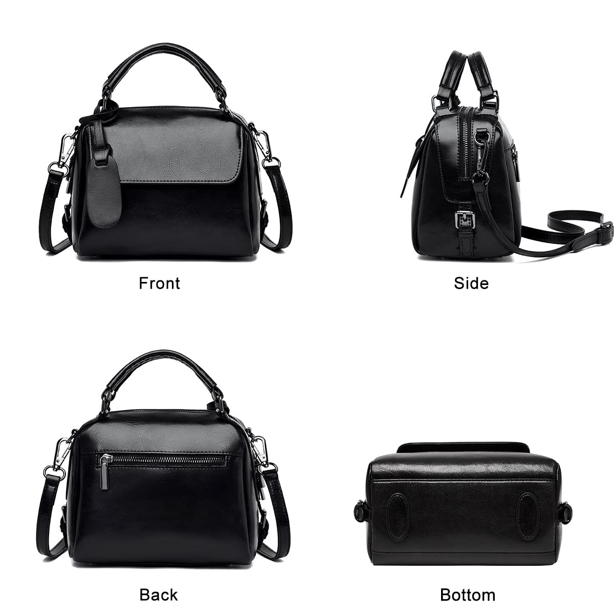 FOXLOVER Vintage Genuine Leather Crossbody Bags for Women Ladies Mini Shoulder Bag