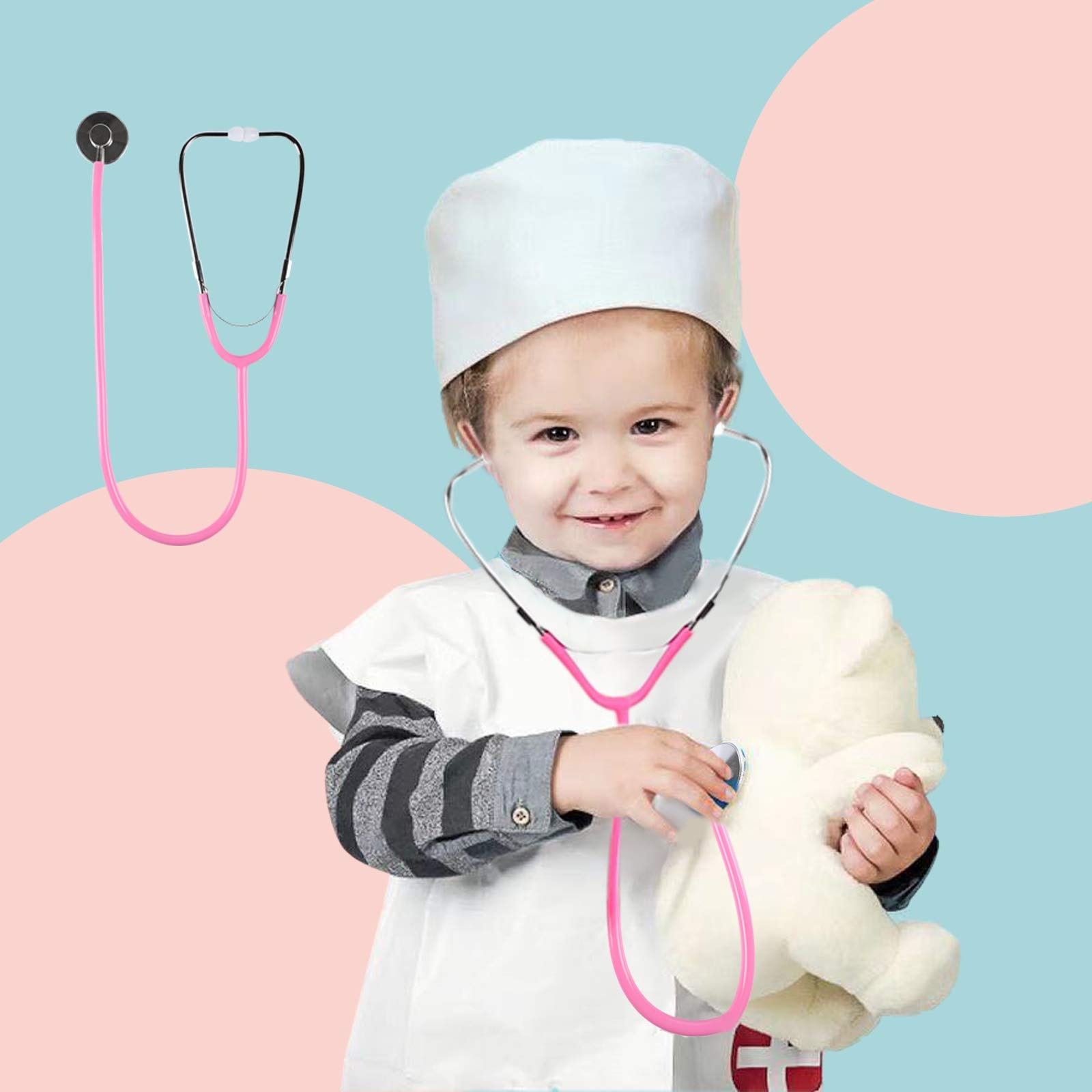 MorTime Dual Head Stethoscope, Real Working Stethoscope for Kids Cosplay, Educational Equipment, Pink (1 pc)