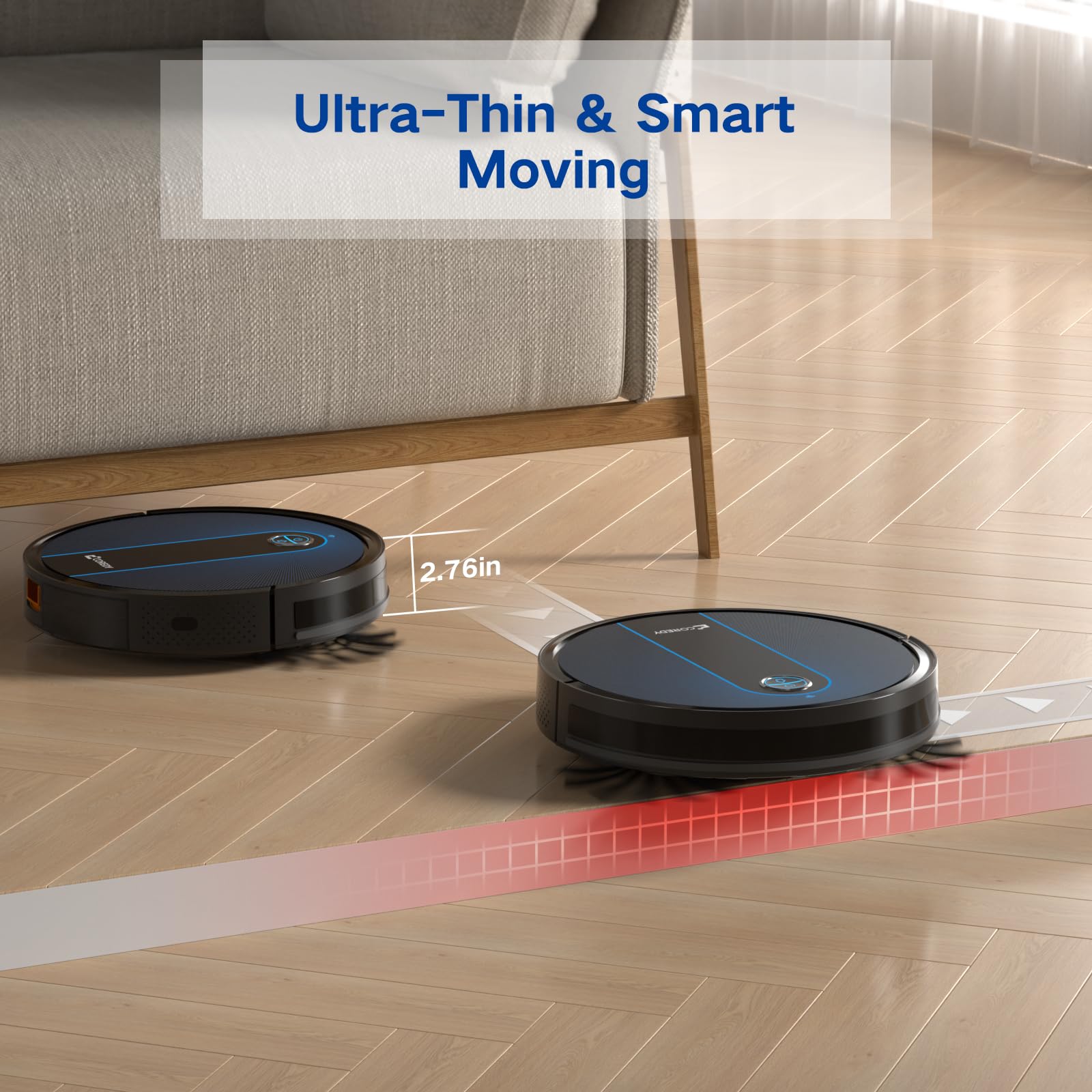 Coredy Robot Vacuum, R650 Ultra Robotic Vacuum with 2200 Pa Strong Suction, Gyro Dynamic Navigation, Z-zag Cleaning Path, App Control, Real Time Map, Compatible Alexa, Ideal for Carpet, Hard Floor