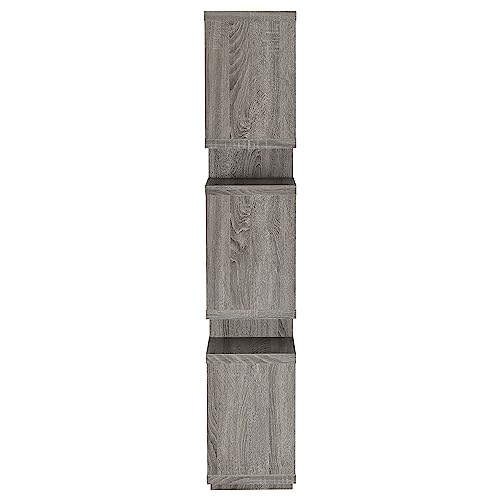Coaster Home Furnishings Reid 3-Tier Geometric Bookcase Weathered Grey
