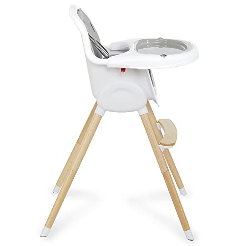 Dream on Me Lulu 2-in-1 Convertible Highchair in Light Grey | Compact High Chair | Lightweight | Portable