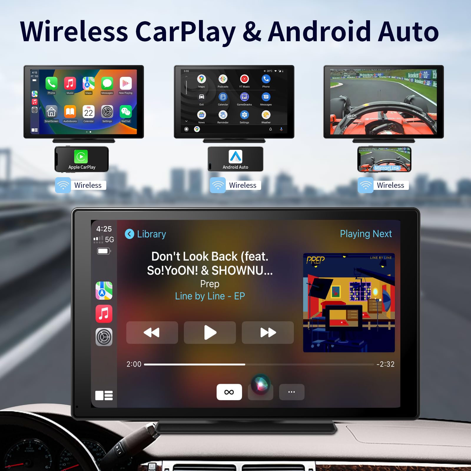 ELEFOCUS 9 inch Portable Car Stereo (Black)