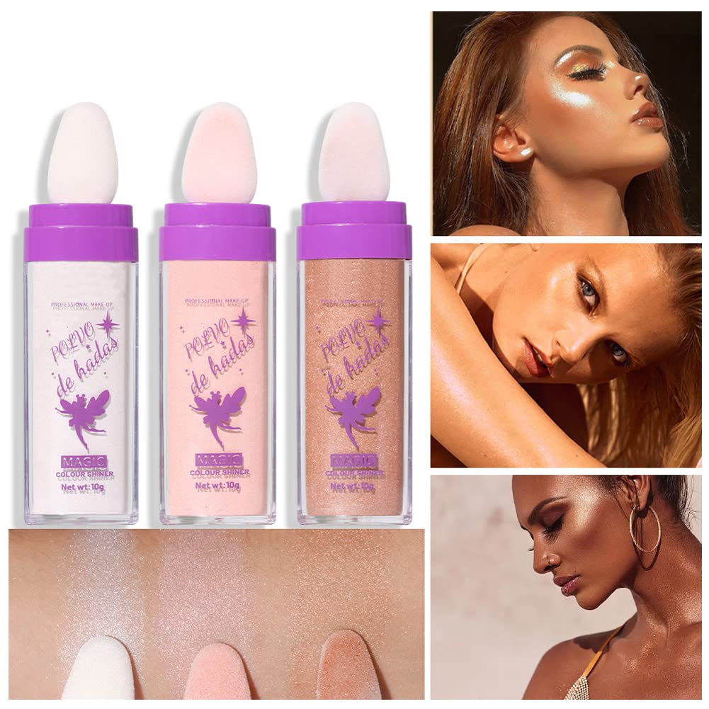 Highlighter Powder Stick Shimmer Highlighter Powder, Body Glitter Highlighter Makeup,Glitter Contour Blush Powder Makeup for Face Body Lips Eyes