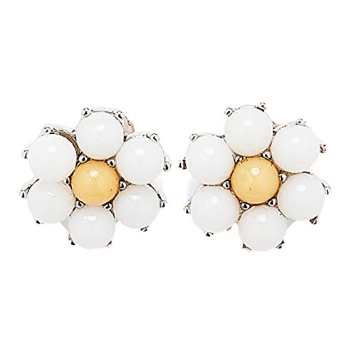 Pura Vida Silver Daisy Gemstone Earrings - Sterling Silver Posts, Stylish Design - 1 Pair