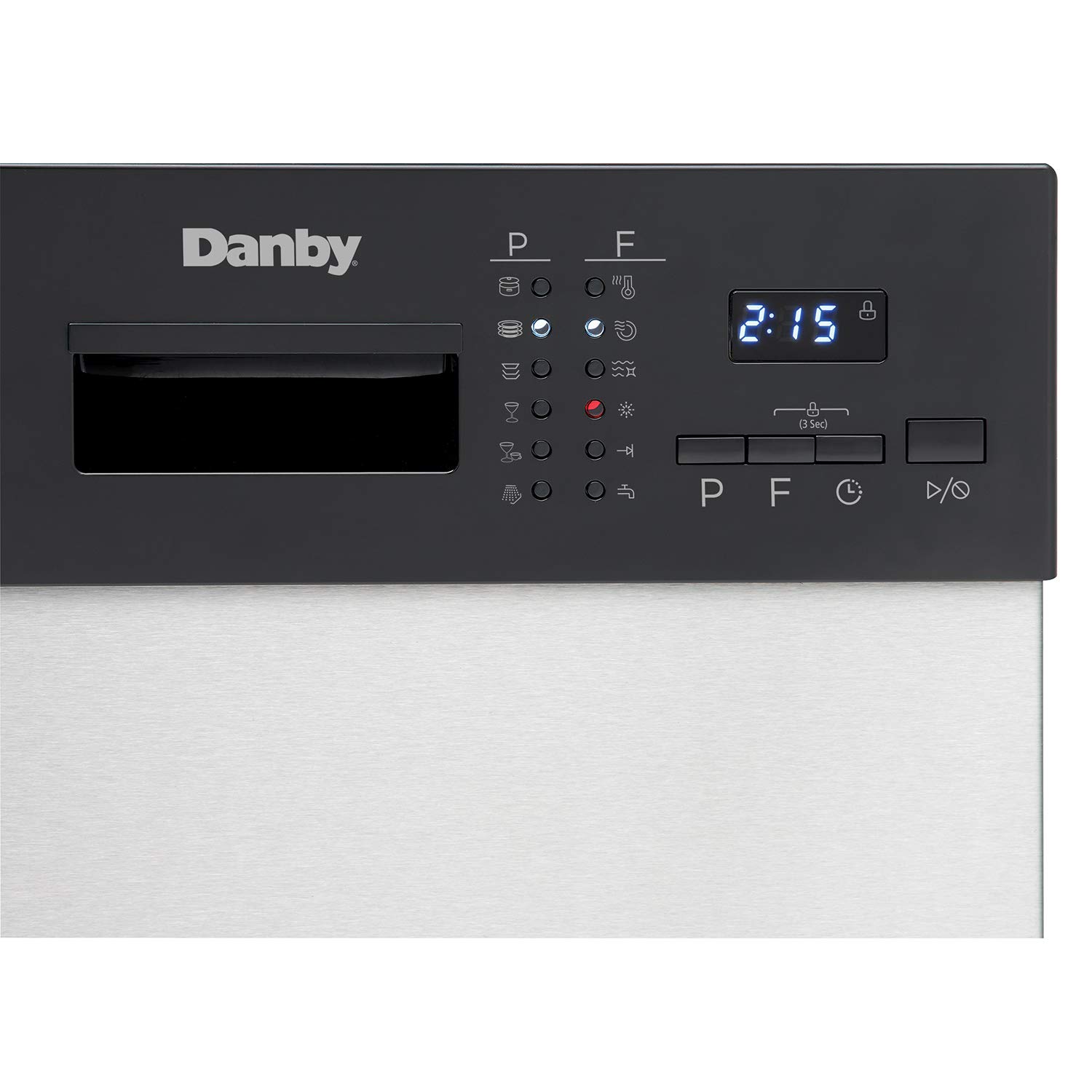 Danby 18 Inch Built in Dishwasher, 8 Place Settings, 6 Wash Cycles and 4 Temperature + Sanitize Option, Energy Star Rated with Low Water Consumption and Quiet Operation - Stainless (DDW1804EBSS)