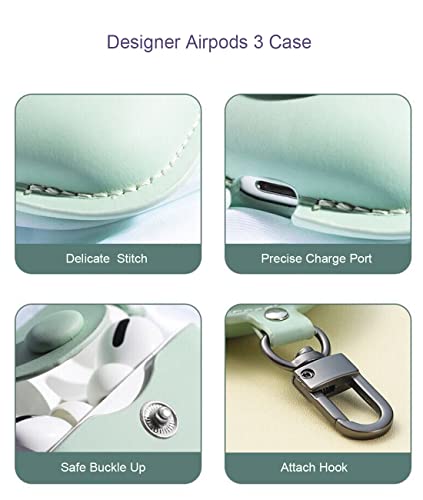 Miitoomo AirPods 3 Case Leather Case for Apple AirPods 3rd Generation Fashion Rose Pink Case Snap Closure Charging Case (Light Pink)