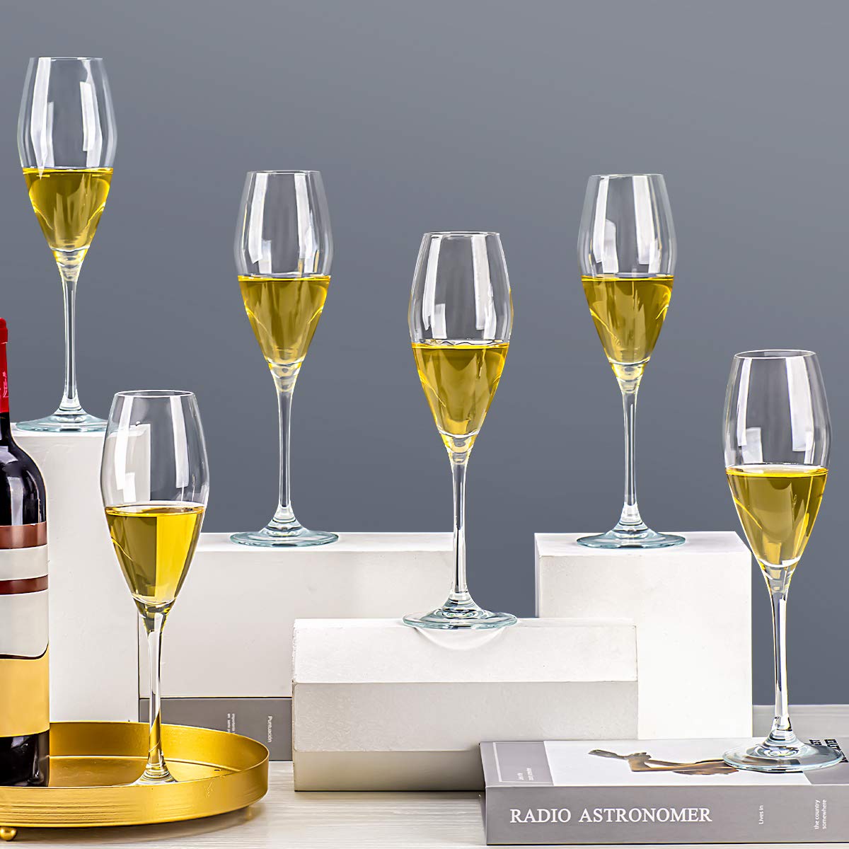 FAWLES Champagne Flutes Set of 6, Crystal Glass, 9 oz Champagne Glasses, Prosecco Sparkling Wine Glasses Set