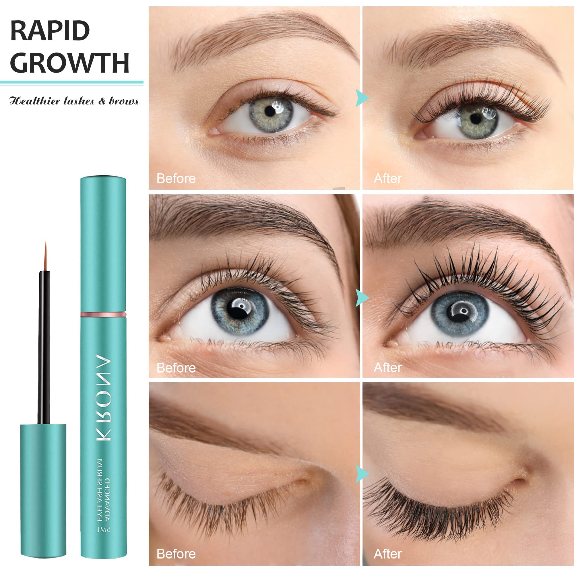Eyelash Growth Serum Eyebrow Growth Serum, Lash Serum for Eyelash Growth Fast, Advanced Eyelash Serum to Boost Fuller Thicker, Longer, Healthier, Stronger Lashes & Brows
