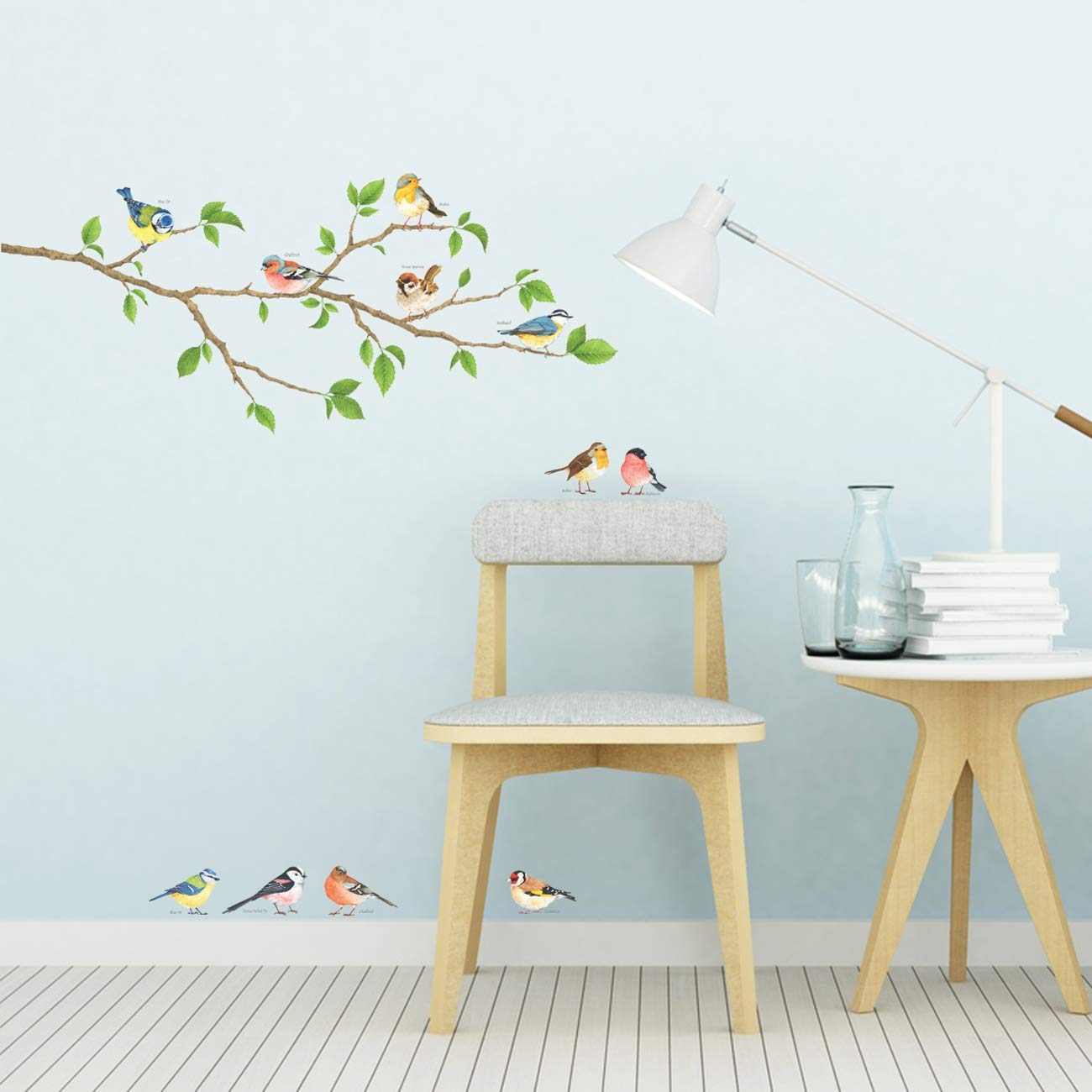 DECOWALL DS-8036 Garden Birds Kids Wall Stickers Wall Decals Peel and Stick Removable Wall Stickers for Kids Nursery Bedroom Living Room (Small) d?cor