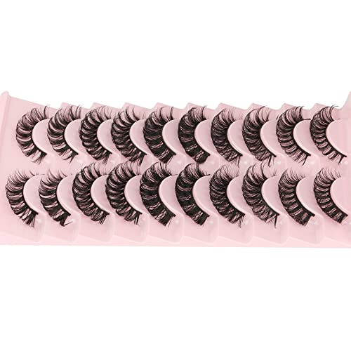 Eyelashes Russian Volume Strip Lashes 5 Styles Mixed Natural Wispy D Curly Mink False Eyelashes Look Like Extensions 10 Pairs by Yawamica
