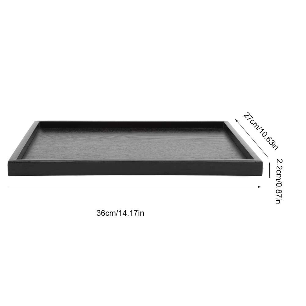 Fdit Rectangle Shape Solid Wood Tea Coffee Snack Food Meals Serving Tray Plate Home Hotel Restaurant Trays(36 x 27cm)