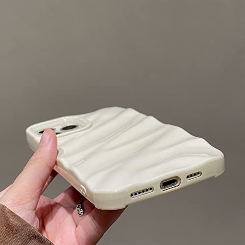 Sayoaho Water Ripple Pattern Compatible for iPhone 13 Pro Max Phone Case,Cute Luxury Wave Shape Case for Women & Men, Soft TPU Shockproof Protective Cover for iPhone 13 Pro Max 6.7''-White