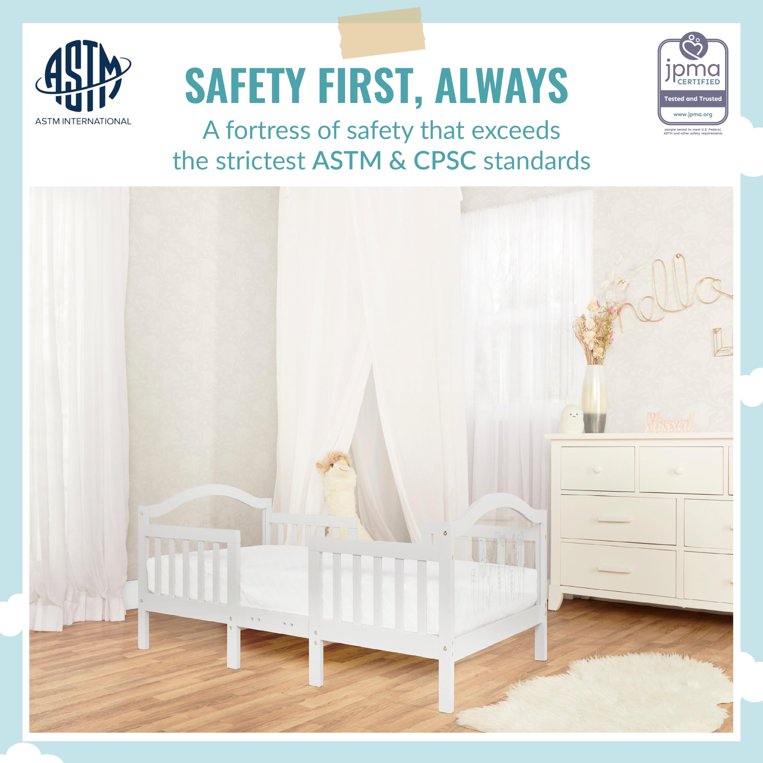 Dream On Me Rosie Toddler Bed in Grey
