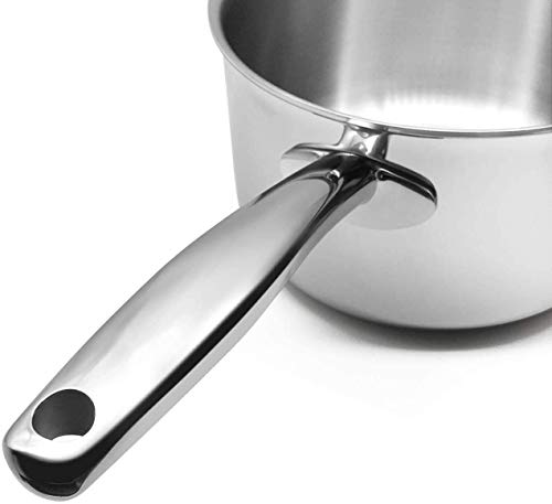 Fortune Candy 4-Quart Saucepan with Lid, Tri-Ply, 18/8 Stainless Steel, Advanced Welding Technology, Dishwasher Safe, Induction Ready, Mirror Finish