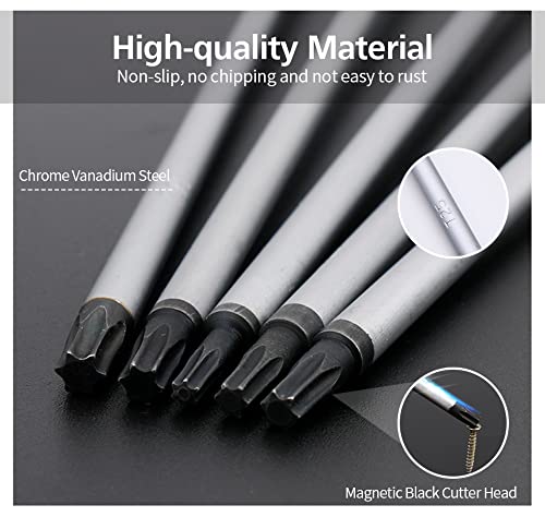 Extra Long Torx Screwdrivers Set, 5pcs 12in Magnetic Torx Screwdrivers Set, T15 - T30 (T15,T20,T25,T27,T30) Magnetic Torx Driver Star Screwdrivers Set, Long Long star Screwdrivers Set