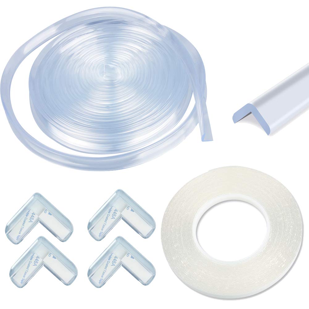 Corner Guards for Furniture - 20 Feet Clear Baby Proof Table Edge Corner Protectors - Soft Silicone Bumper Strip with Double-Sided