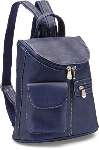 Le Donne Leather Lafayette Classic Women’s Backpack - Premium Full-Grain Colombian Vaquetta Leather, 11” x 10” x 4.5” (Navy)
