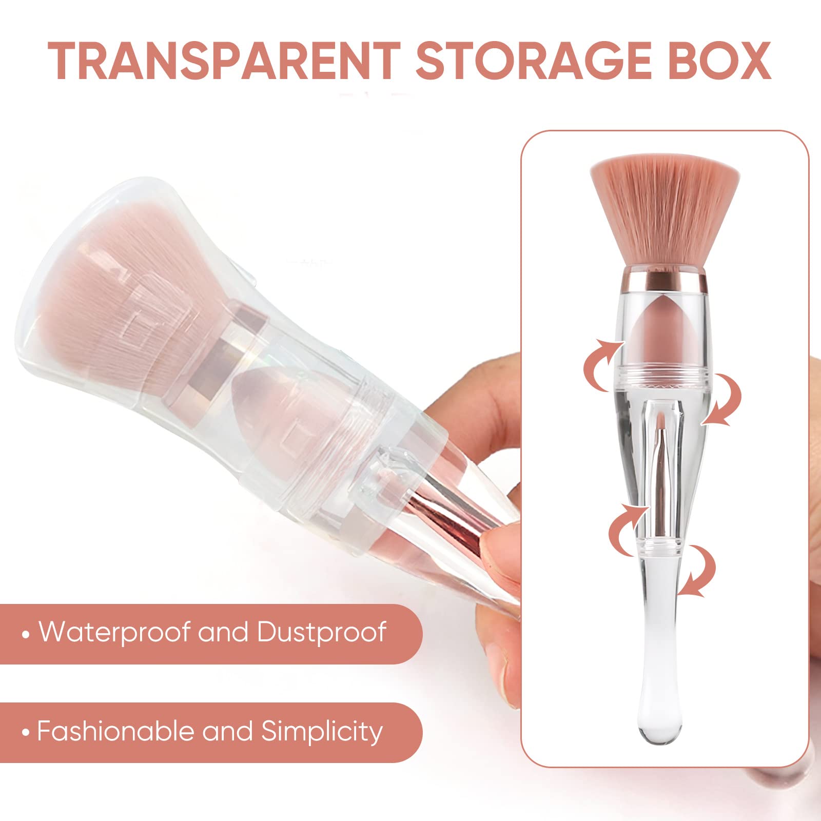 HIPFATE 3-In-1 Foundation Brush, Professional Makeup Brushes Set for Face Blush Liquid Powder Foundation Brush, Portable Design Travel Makeup Brushes Set