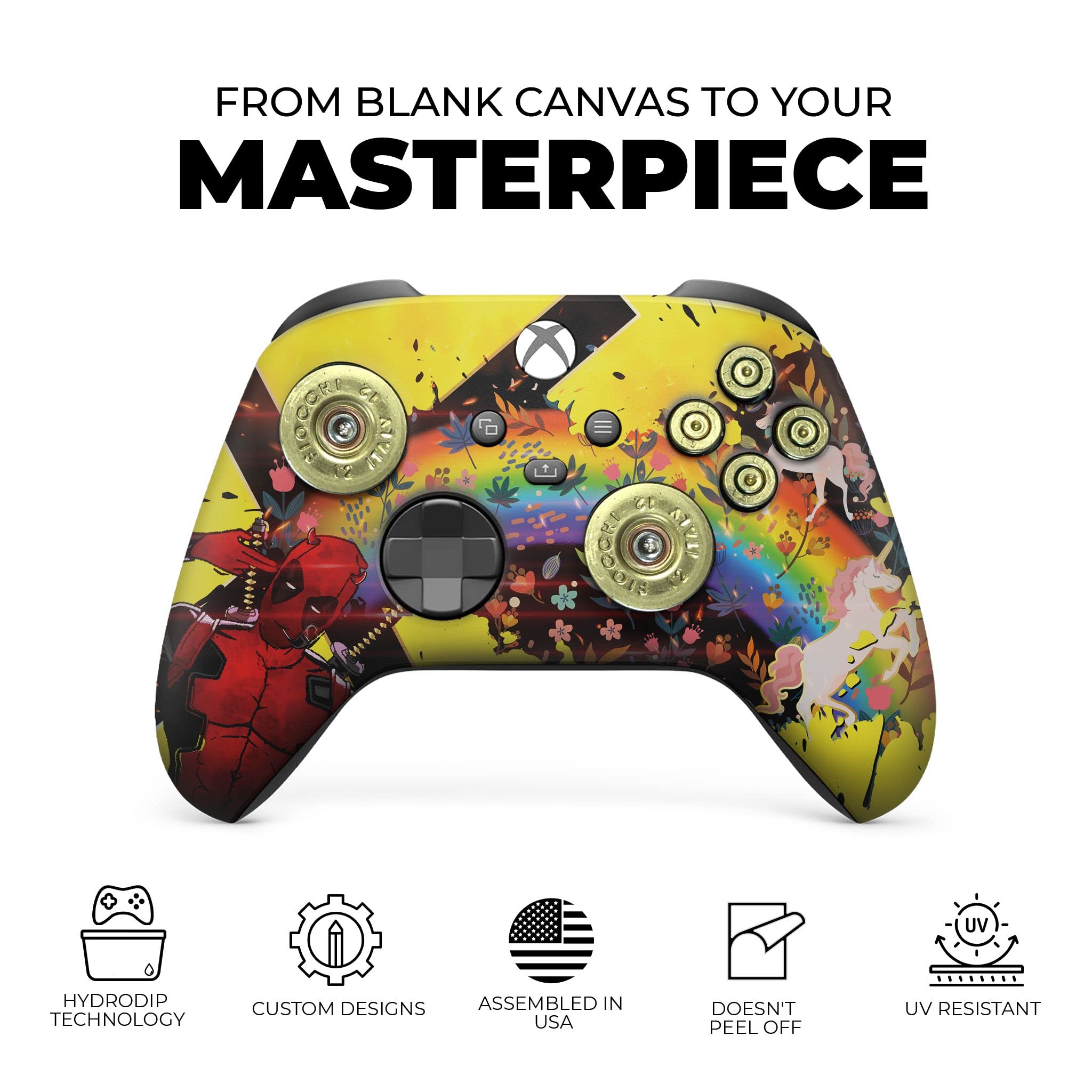 DreamController Deaddpool X Custom X-box Controller Wireless compatible with X-box One/X-box Series X/S Proudly Customized in USA with Permanent HYDRO-DIP Printing (NOT JUST A SKIN)