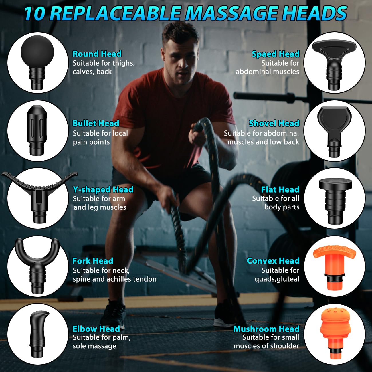 DARKIRON Massage Gun Deep Tissue, Percussion Muscle Massage Gun for Athletes - with 15 Massage Heads, Dark Black