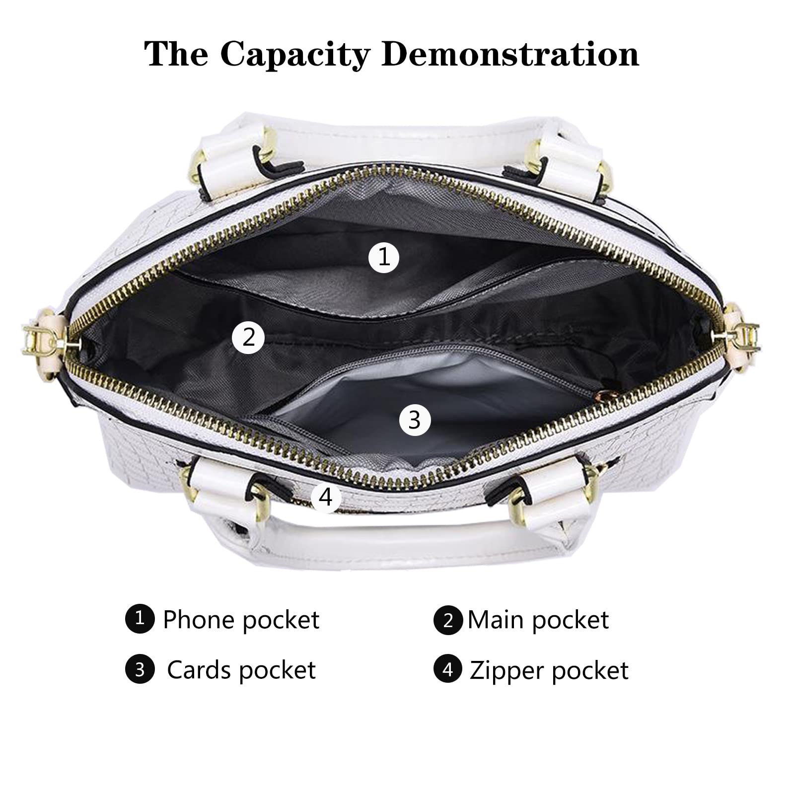 ELDA Small Dome Satchel Purse Patent Leather Handbag for Women Crocodile Print Top Handle Bag Shoulder Bag