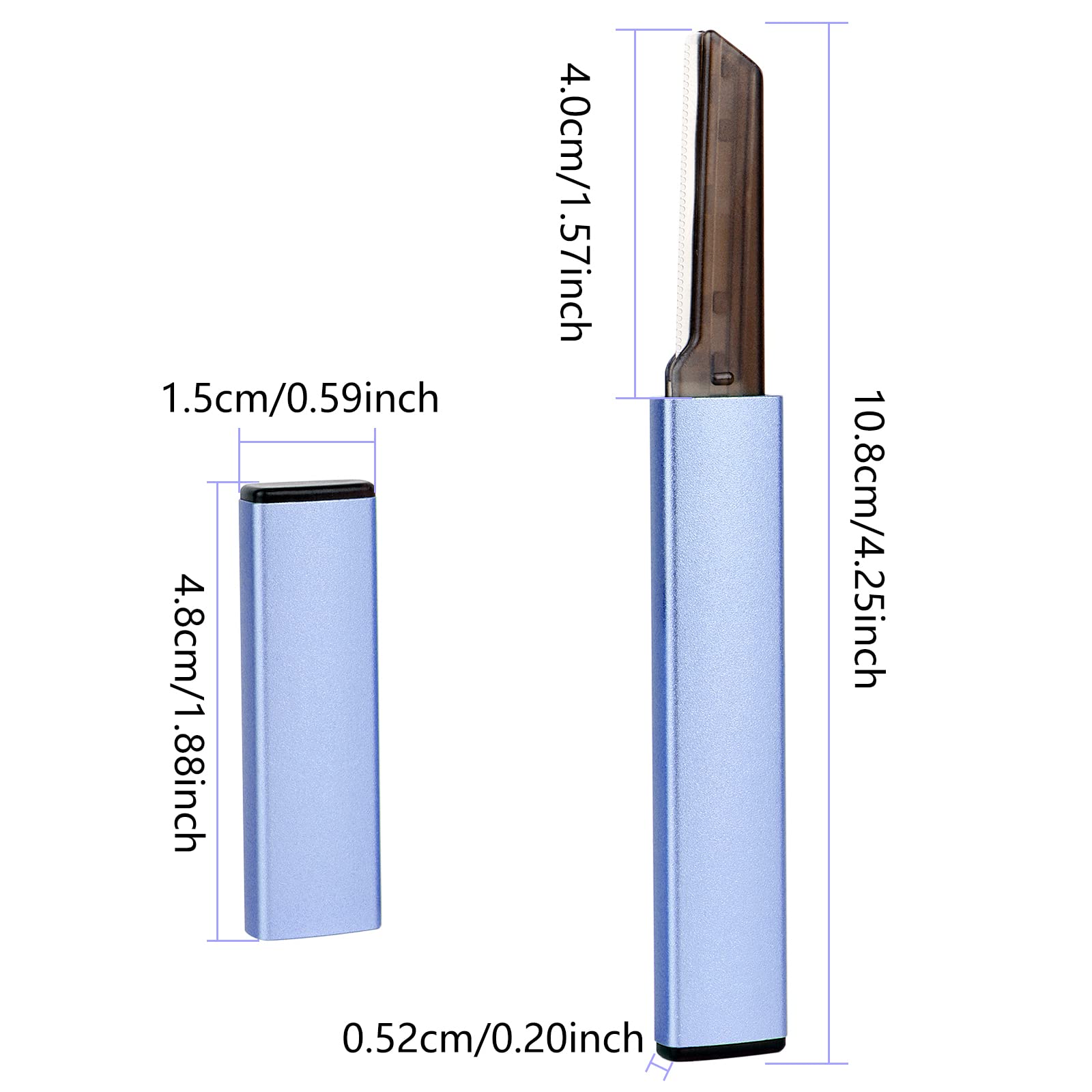 Dermaplaning Tool,Safe aluminum alloy eyebrow Razor, Eyebrow Trimmer Shaper,Face Razors for Women, metal matte material can be replaced with blades (Blue)