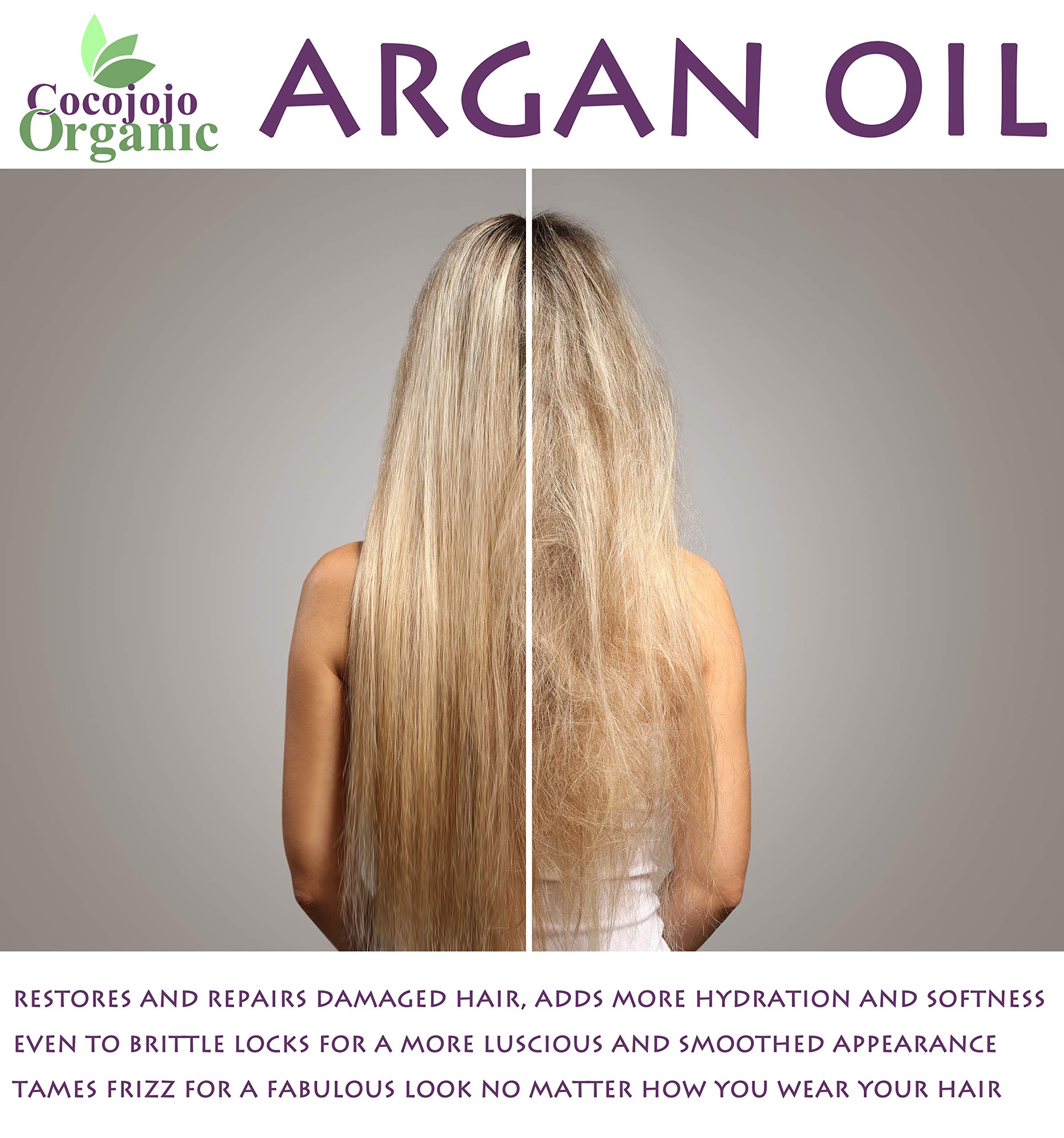 cocojojo Argan Oil - Cold Pressed 8 oz 100% Pure Natural Extra Virgin Unrefined Grade-a Argan Moroccan Marrakesh Oil Moisturizer Hair Face Lips Body Scalp Skin