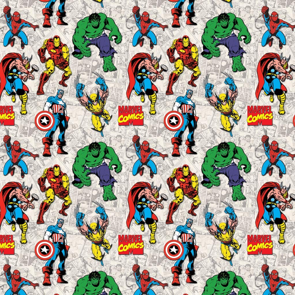Marvel Comic Heroes Superimposed Characters Premium Quality 100% Cotton Fabric Sold by The Yard