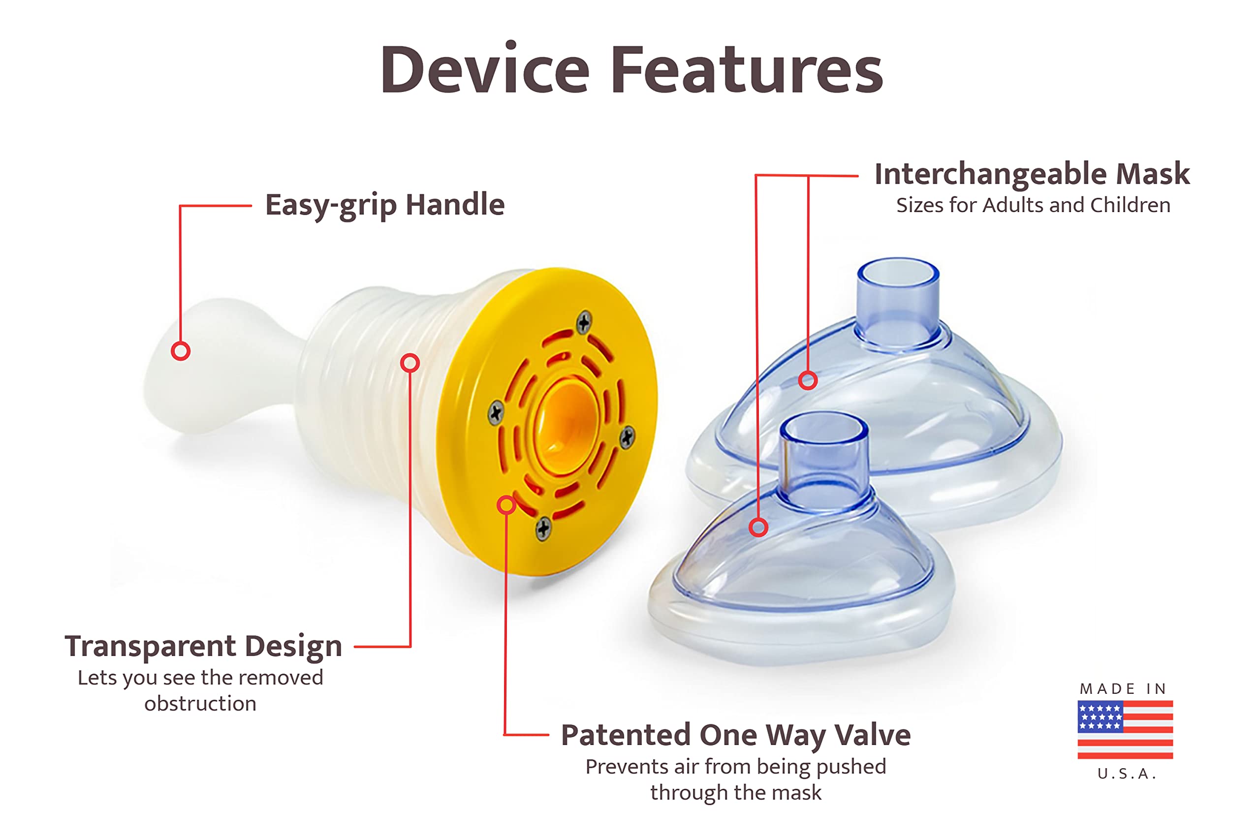 LifeVac Choking Rescue Device for Kids and Adults | Portable Airway Assist & First Aid Choking Device | Yellow Travel Kit