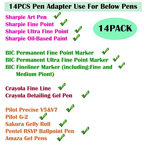 SPPQ 14 Packs Pen Adapter Set Compatible with Cricut (Explore Air, Explore Air 2, Air 3, and Maker,Maker 3), Pen Holder Compatible with (Sharpie/Bic/Crayola/Sakura/Pilot/Pentel)
